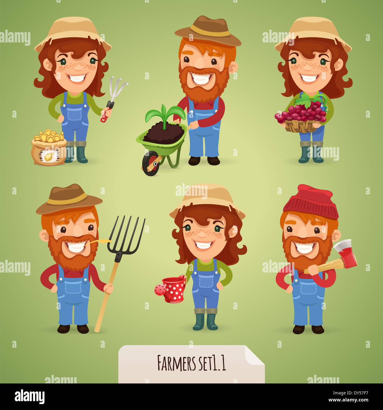 Farmers Cartoon Characters Set1.1 Stock Photo - Alamy