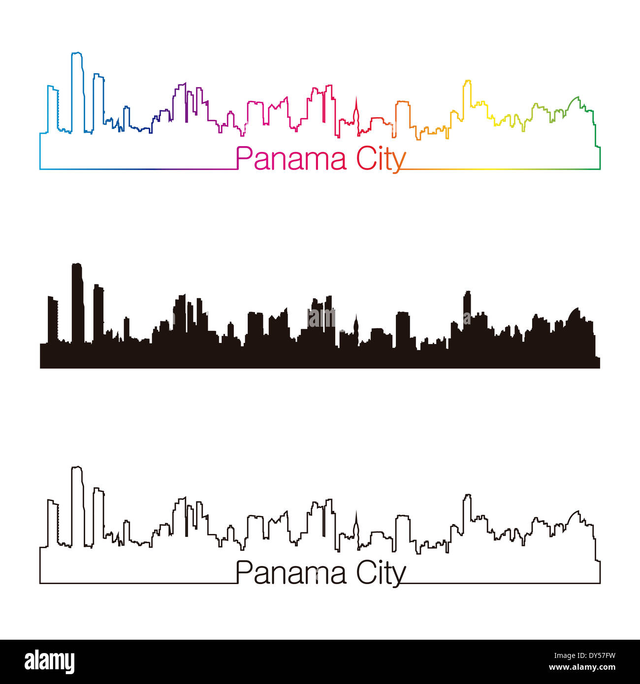 Panama City skyline linear style with rainbow Stock Photo - Alamy