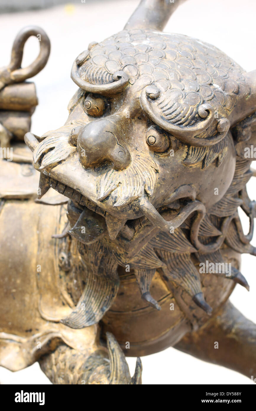 Statues of Chinese animal deity for background Stock Photo - Alamy