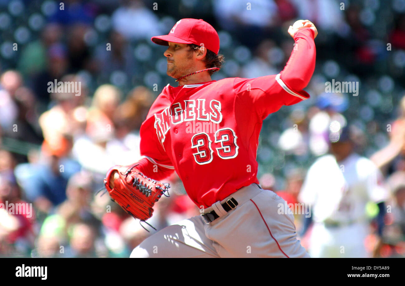 Houston, Texas, USA. 7th Apr, 2014. APR 07 2014: Los Angeles Angels ...