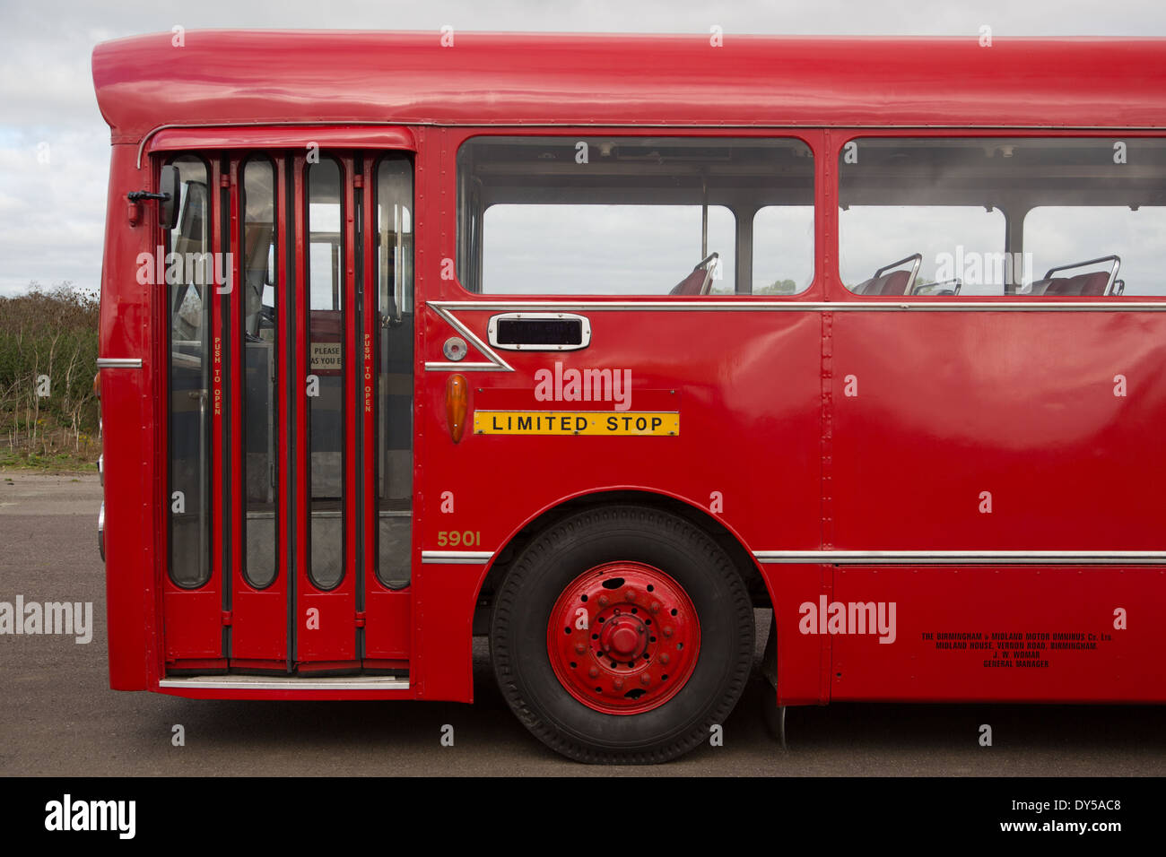 entrance vintage single deck bus Stock Photo - Alamy