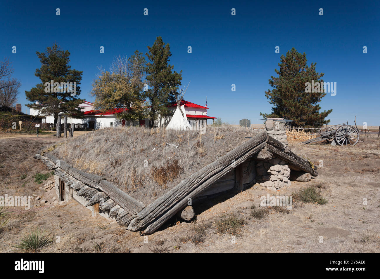USA, Nebraska, Chadron, Museum of the Fur Trade, early settler prairie ...