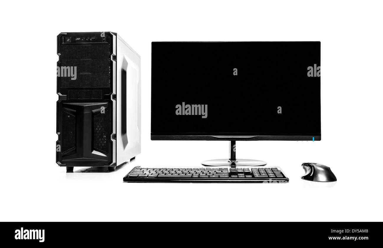 Desktop computer and keyboard and mouse Stock Photo - Alamy