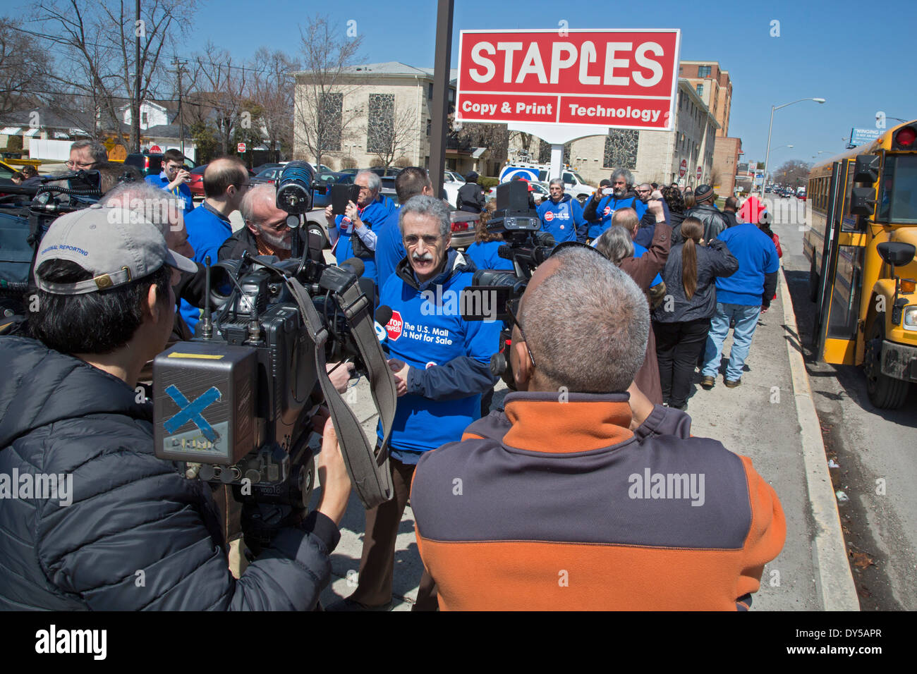 Union members picket Staples office supply store to protest plans to ...