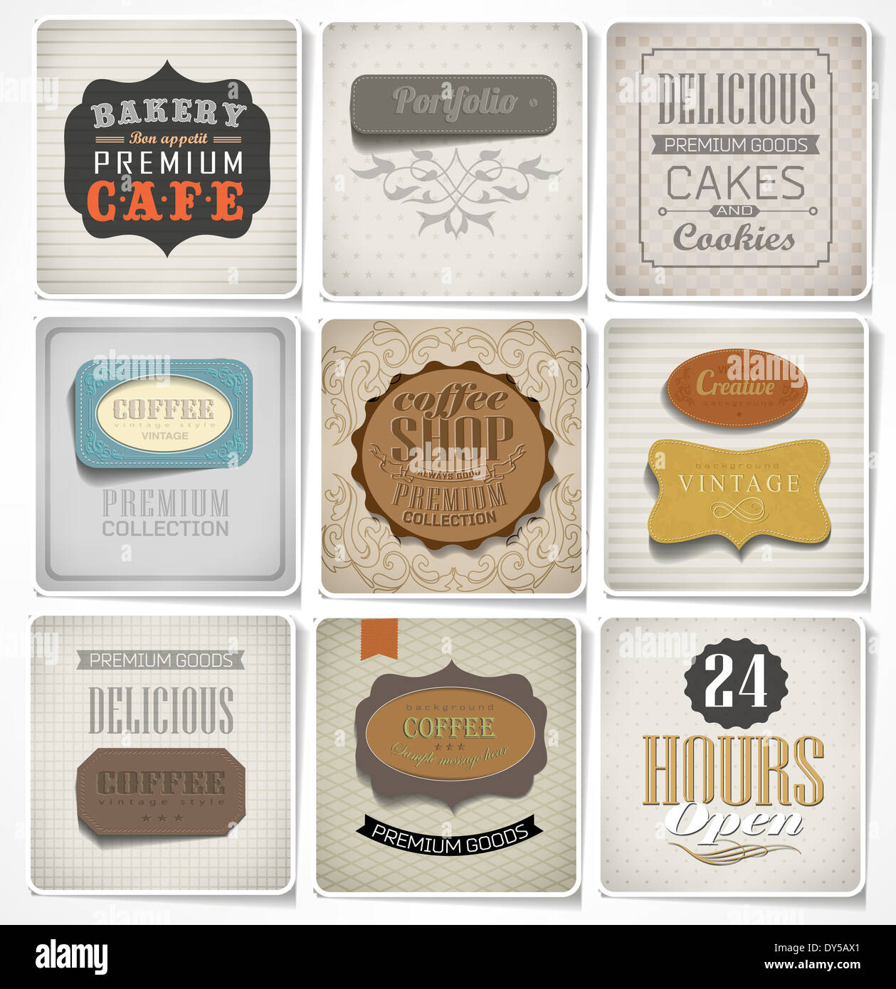 Retro bakery labels and typography, coffee shop, cafe, menu design ...