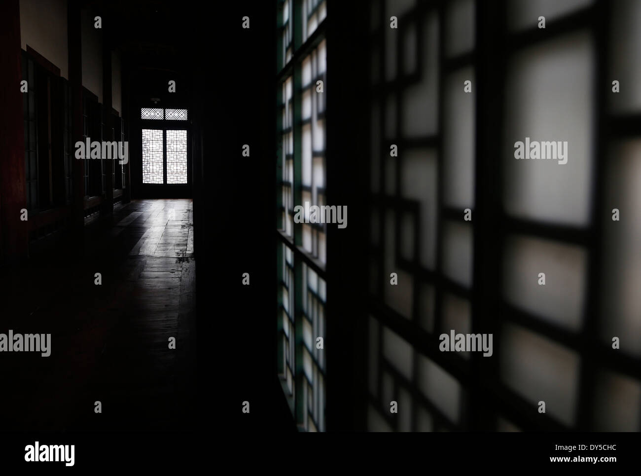 South Korean traditional window at Changdeok palace in Seoul, South ...