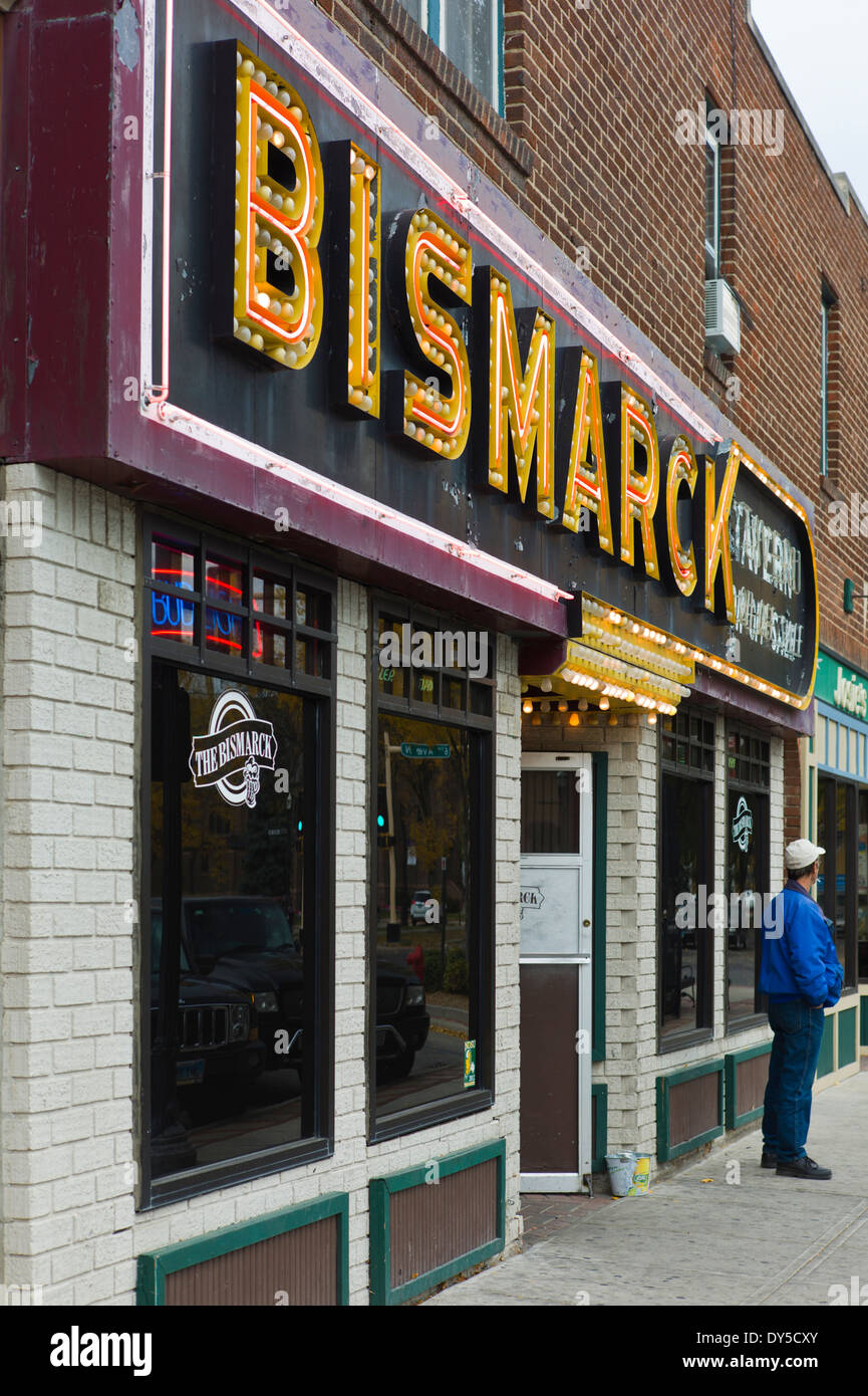 USA, North Dakota, Fargo, sign for the Bismarck Bar Stock Photo - Alamy