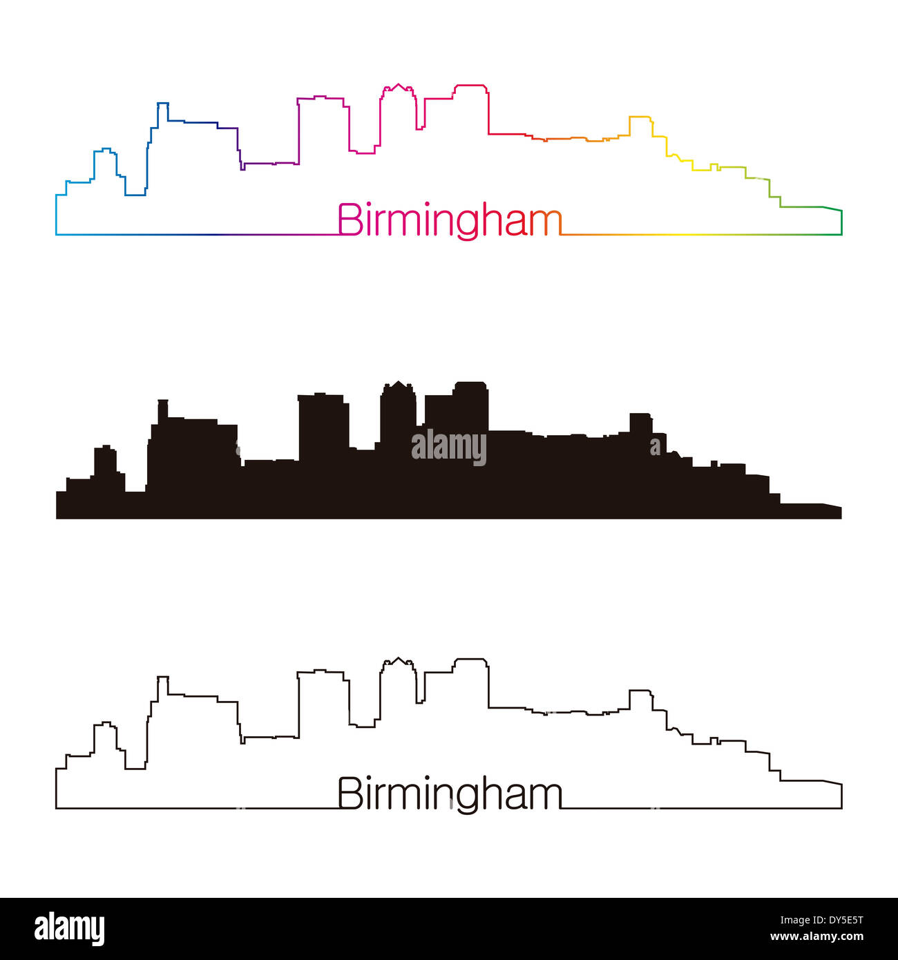 Birmingham skyline linear style with rainbow Stock Photo - Alamy