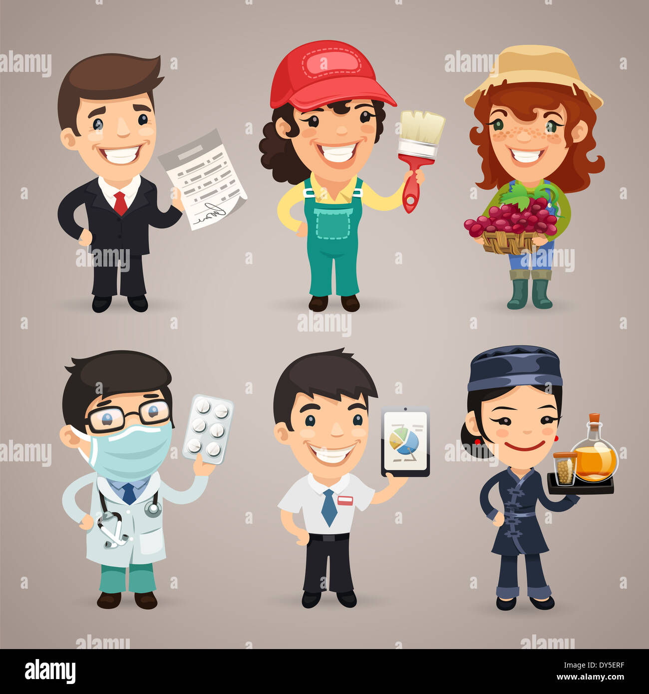 Professions Cartoon Characters Set1.4 Stock Photo - Alamy