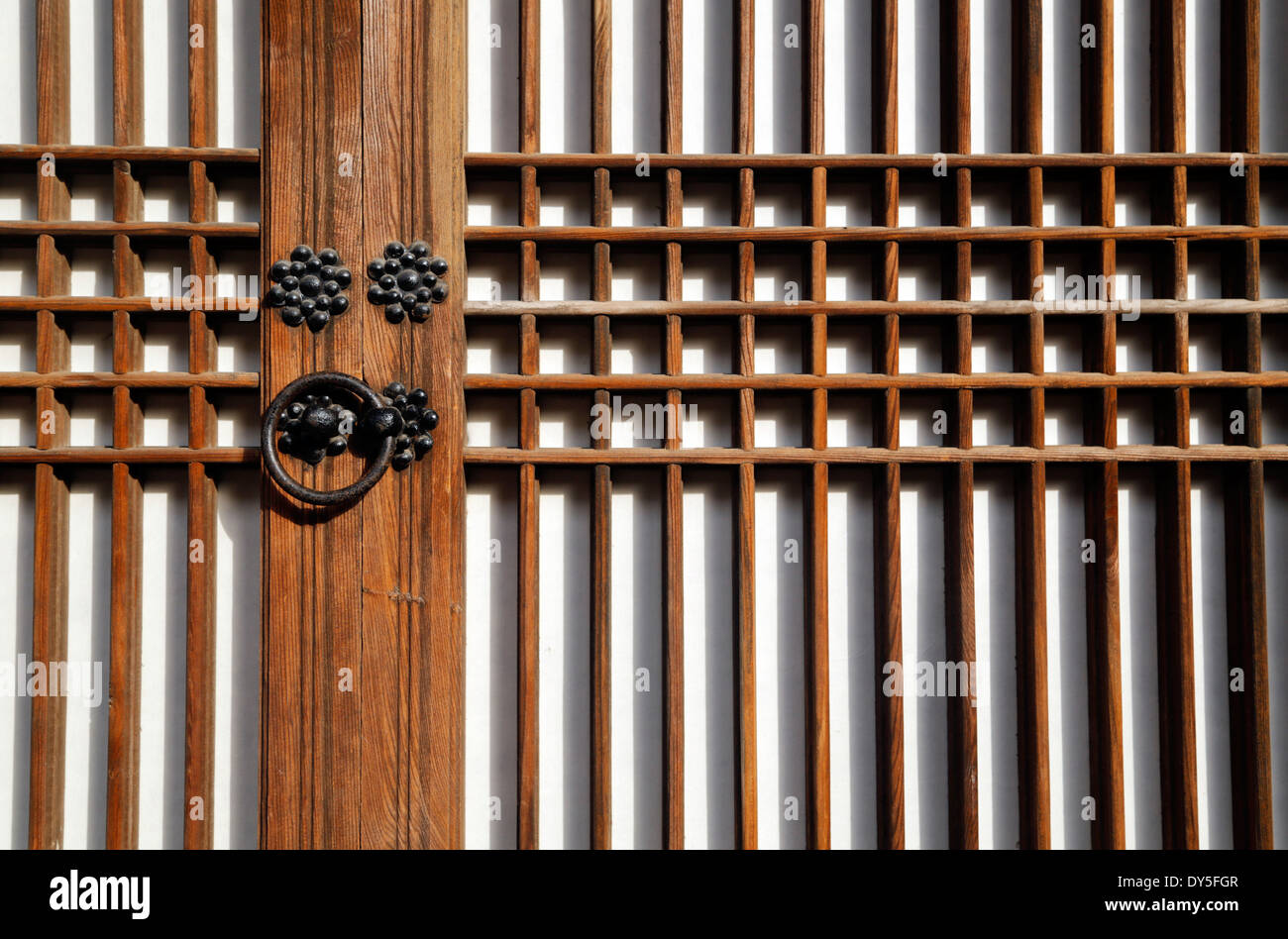 South Korean traditional window at Changdeok palace in Seoul, South ...