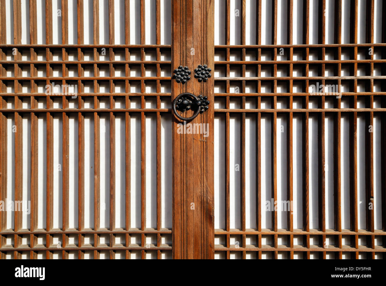 South Korean traditional window at Changdeok palace in Seoul, South ...