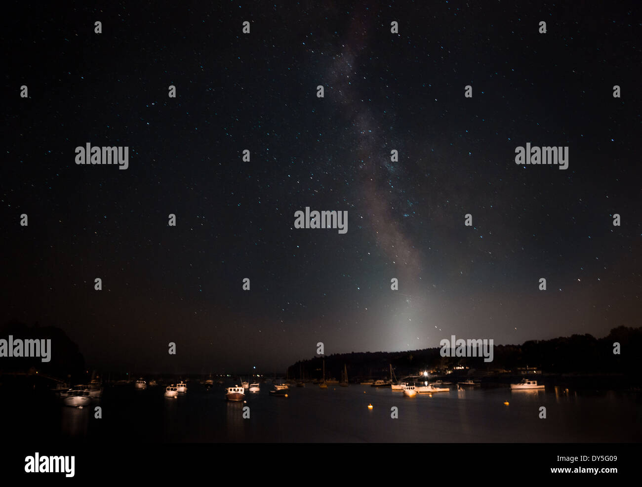 Starry Night over Harbor Stock Photo - Alamy