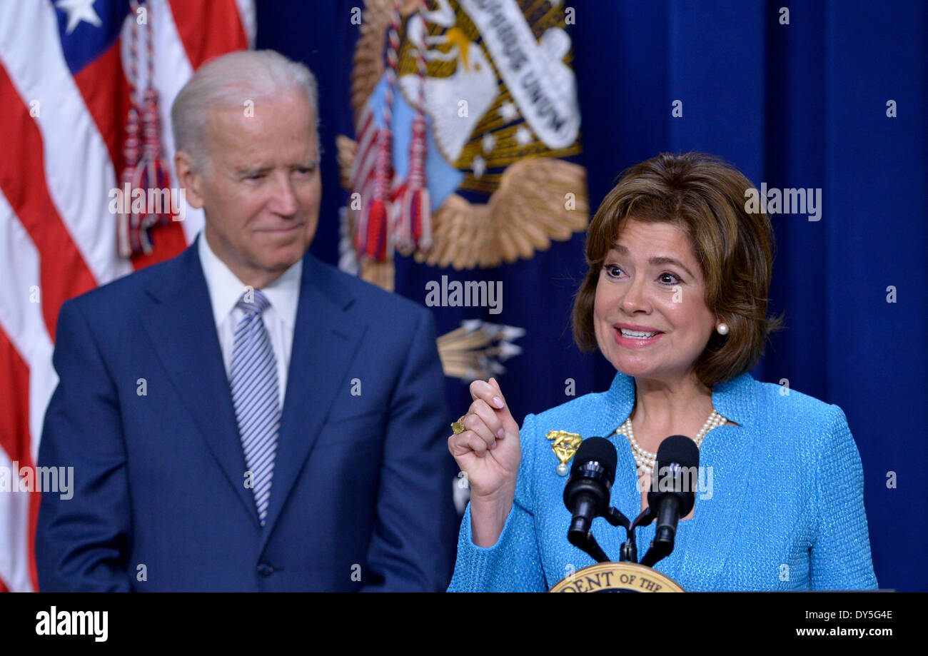 Washington, DC, USA. 7th Apr, 2014. Maria Contreras-Sweet speaks after ...