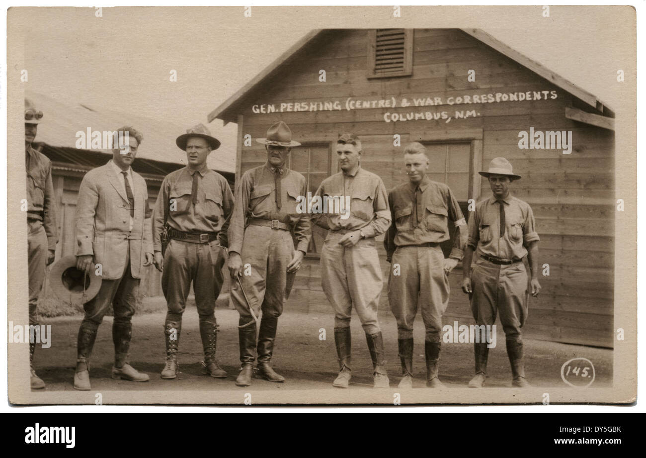 General John J. Pershing (center) poses with war correspondents at Camp ...