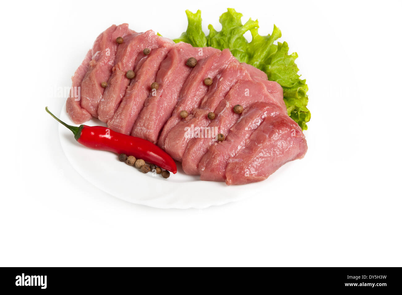 Fresh raw beef on white background Stock Photo - Alamy