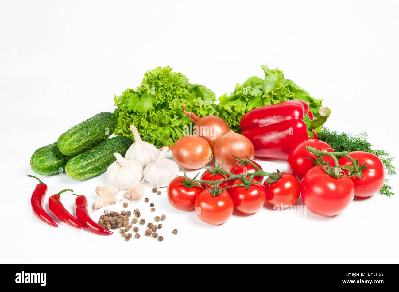 Different vegetables on white background Stock Photo - Alamy