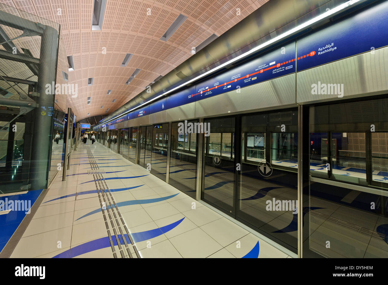 A Metro Platform at one of the stations in Dubai, United Emirates, UAE ...
