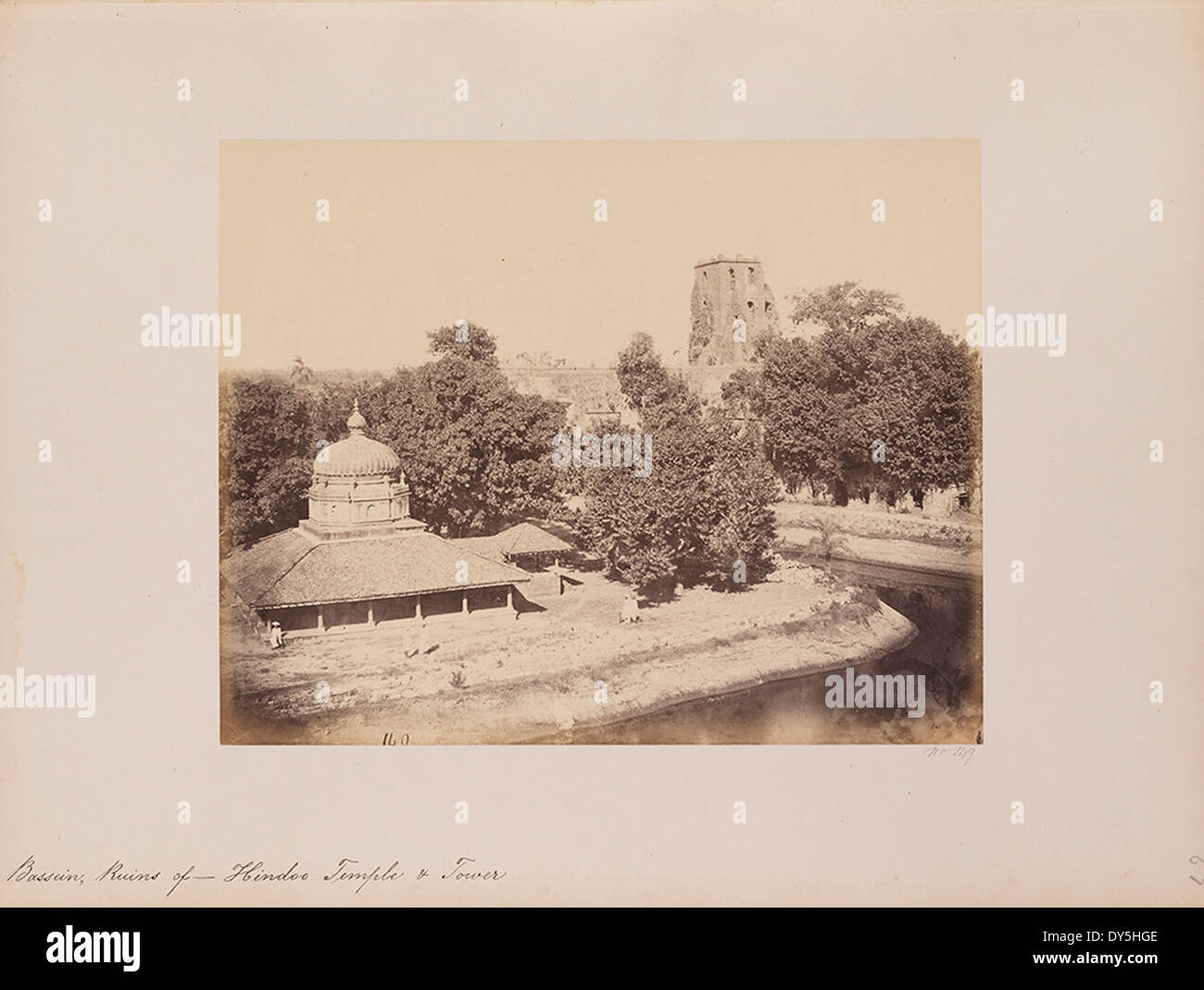 The ruins of the Hindu Temple and Tower at Bassein (Vasai) reflect the ...