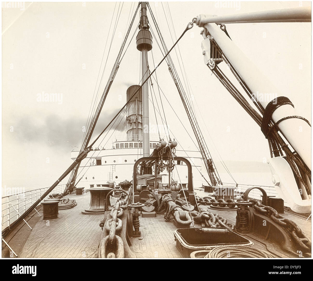 This view from the navigation deck of the Lusitania shows the ship's ...