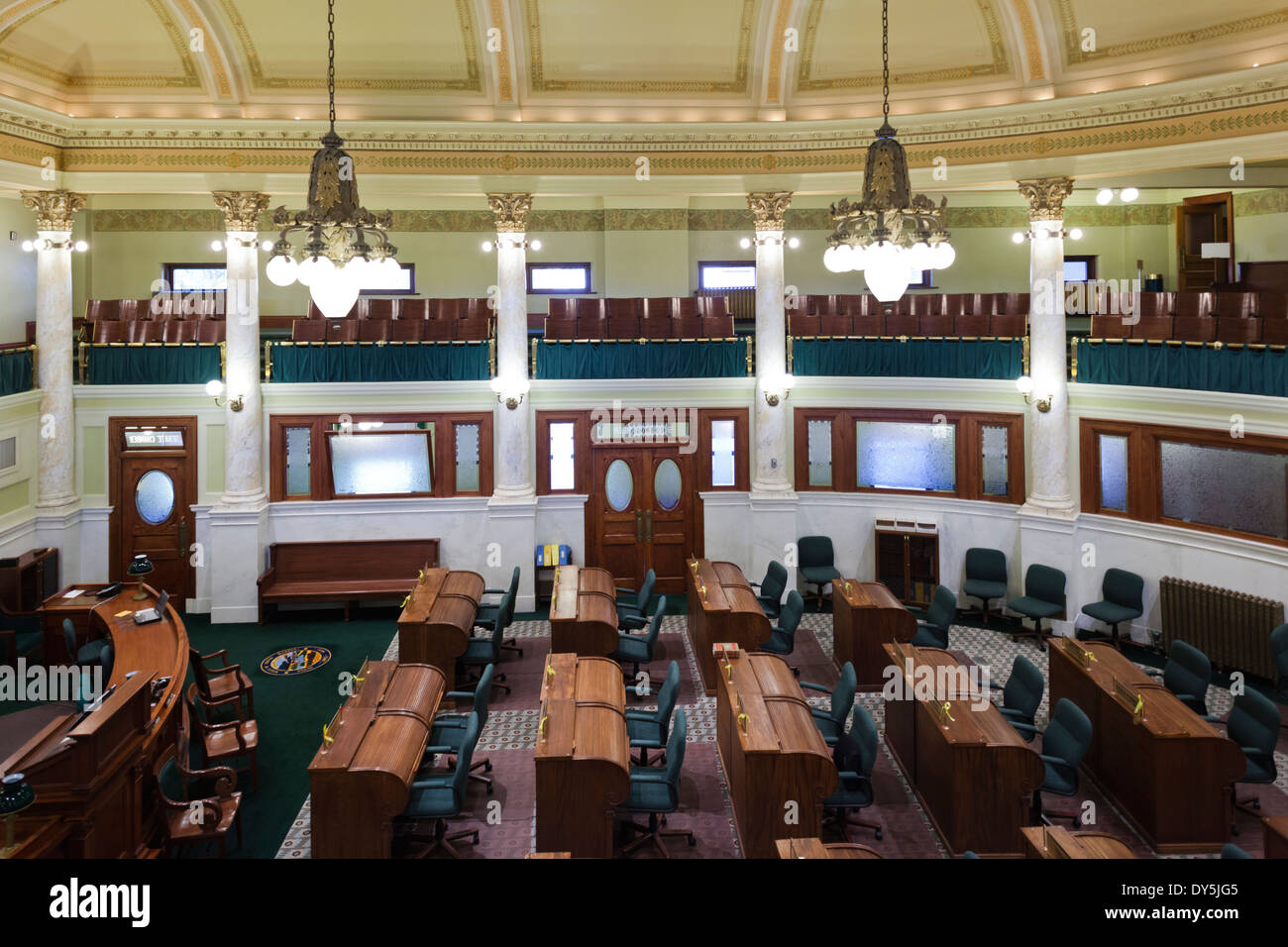 USA, South Dakota, Pierre, South Dakota State Capitol, Senate Chamber ...
