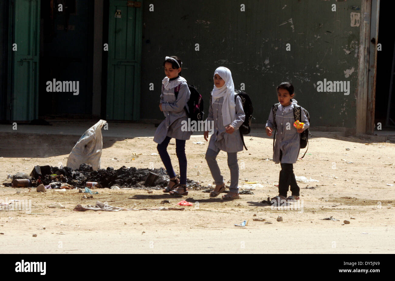 GAZA, PALESTINE - APRIL 5: Palestinian children playing at a street ...