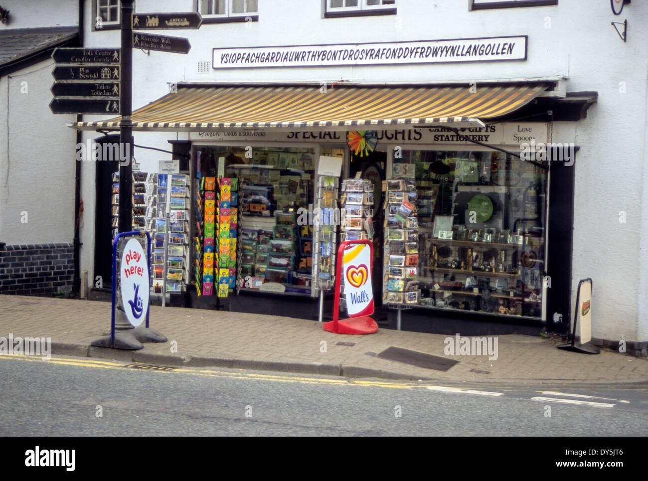 Wales, Llangollen, Denbighshire. A long Welsh word: "The little card ...