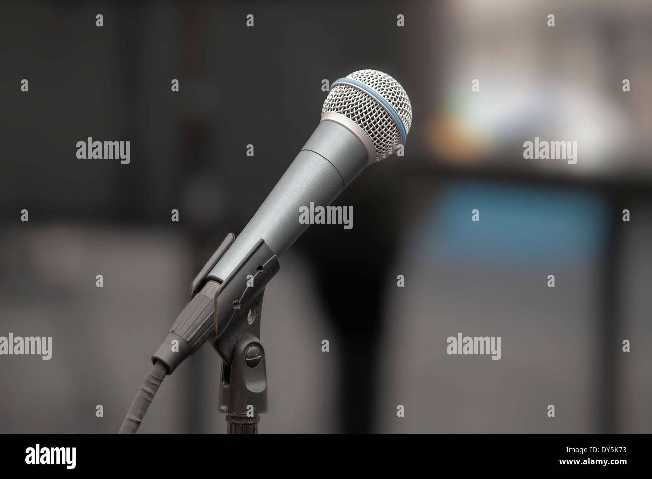 Microphone on Stand on Live Concert Performing Stage Closeup Stock ...