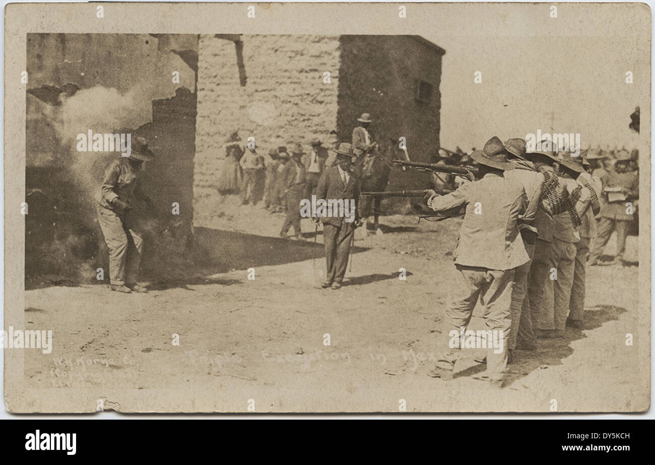 This historical image depicts a triple execution during the Mexican ...