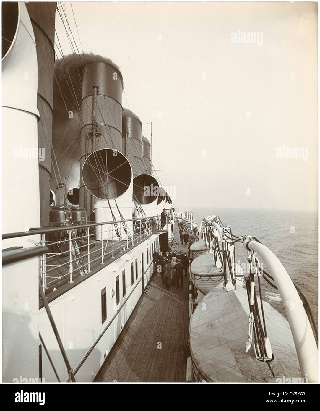 The first-class promenade on the boat deck of the RMS Lusitania is ...