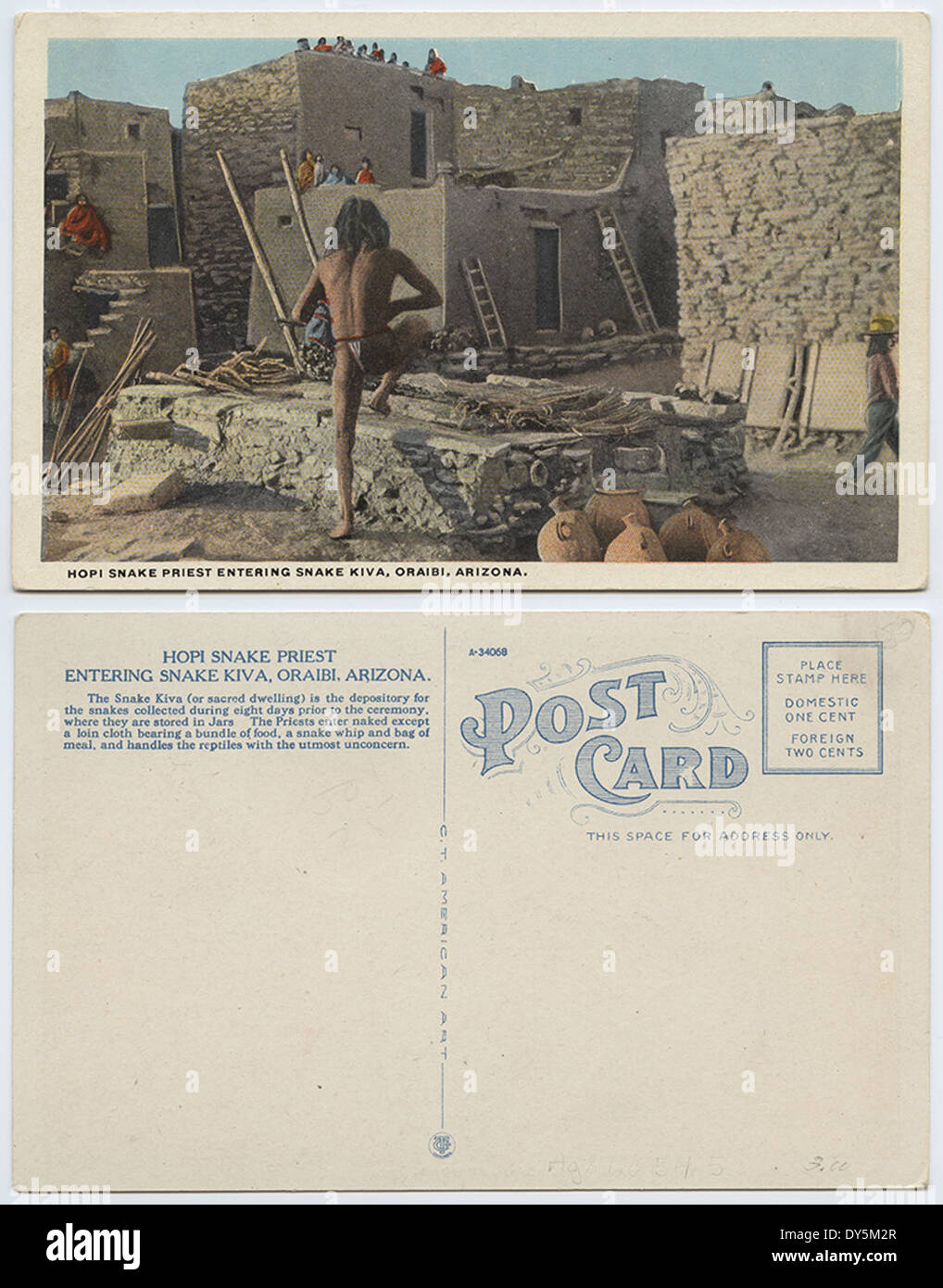 A Hopi snake priest enters the Snake Kiva in Oraibi, Arizona. The Hopi ...