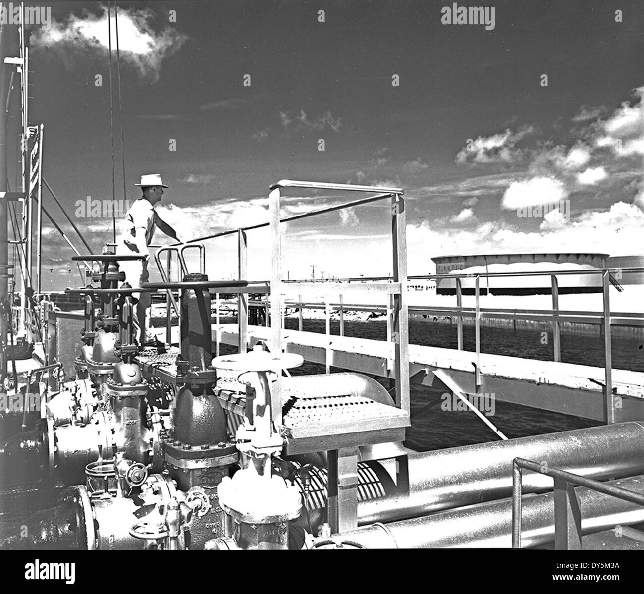 The valve manifold at a dock of the ARCO Atlantic Refining Company ...