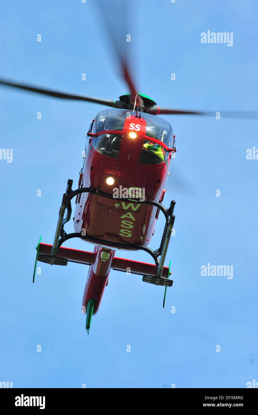Welsh Air Ambulance Attending Rta Amlwch Anglesey North Wales Uk flying ...