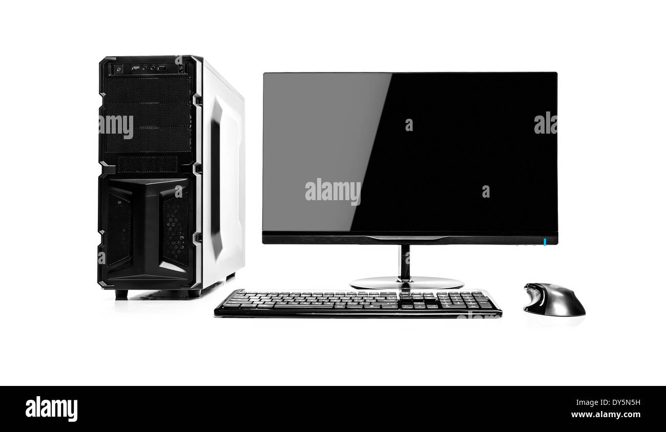 Desktop computer and keyboard and mouse Stock Photo - Alamy
