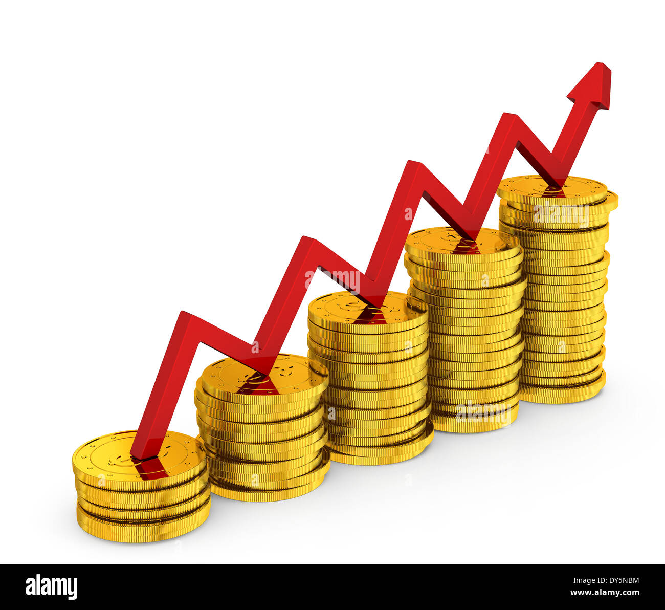 bar chart diagram of golden dollar coins Stock Photo - Alamy
