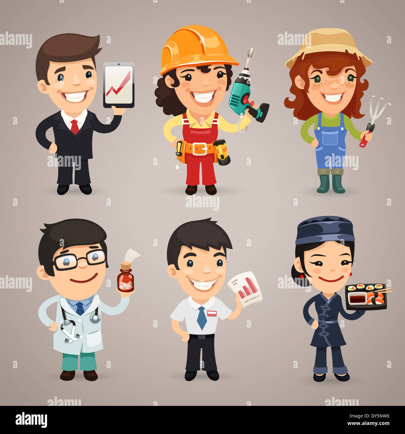 Professions Cartoon Characters Set1.1 Stock Photo - Alamy