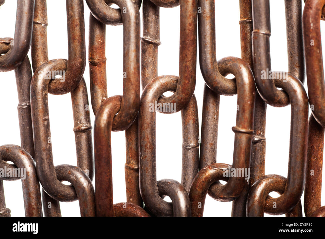 Color detail of some rusty chains, on white Stock Photo - Alamy