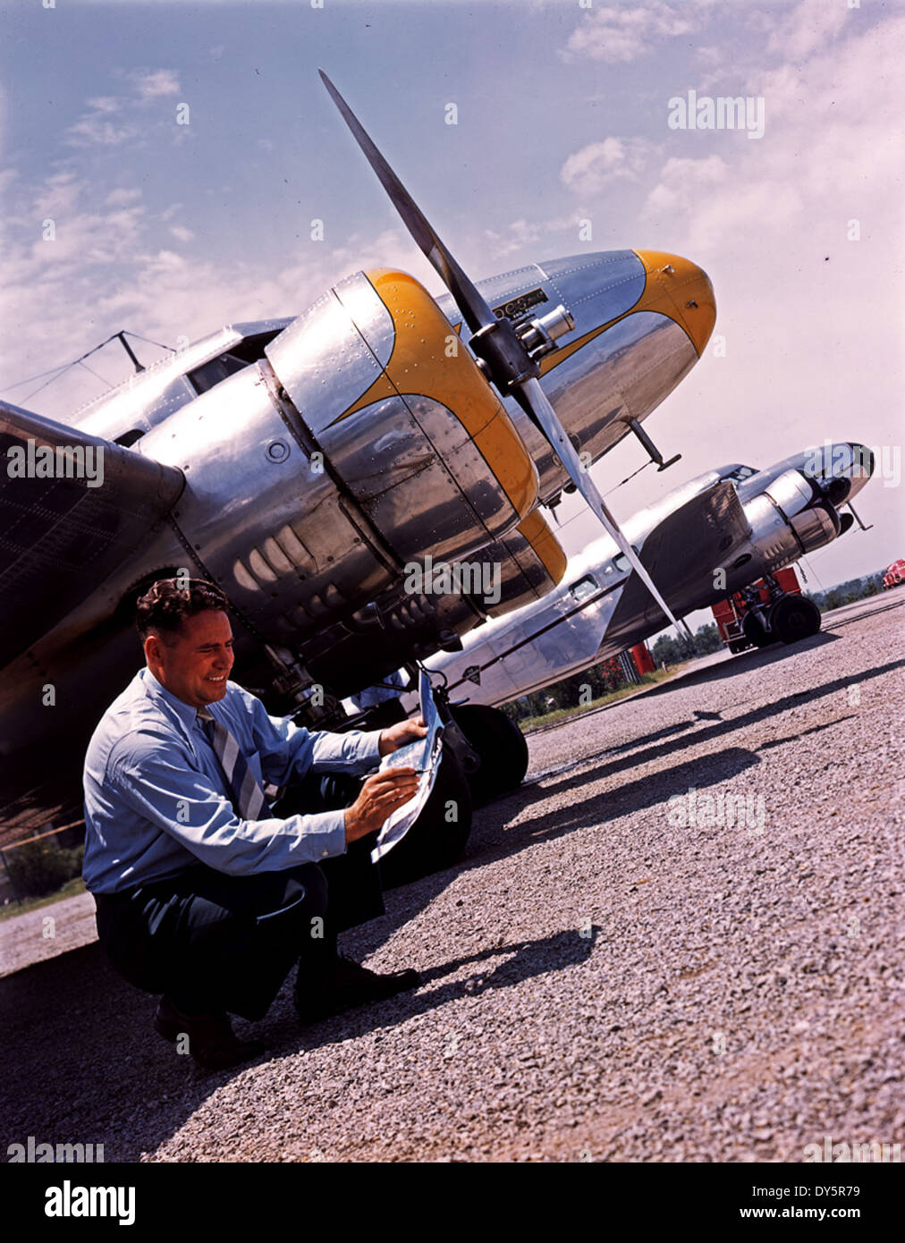 The Lockheed 12A Electra Junior aircraft, displayed in front of the ...