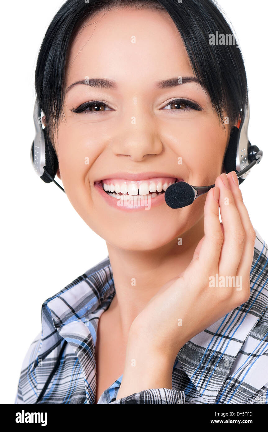 Happy phone operator hi-res stock photography and images - Alamy