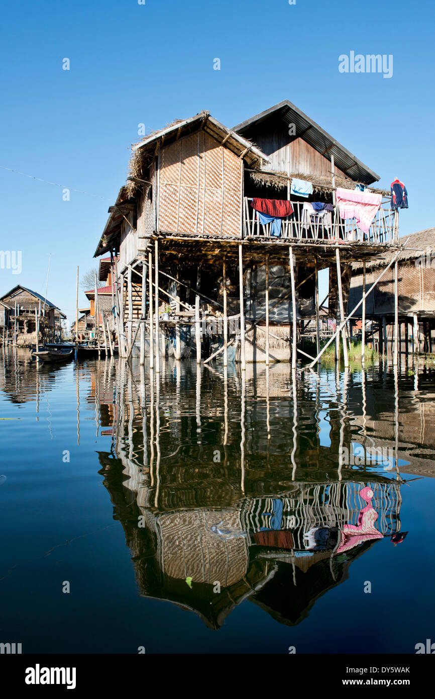 Myanmar, Inle lake, Traditional house on stilts Stock Photo - Alamy