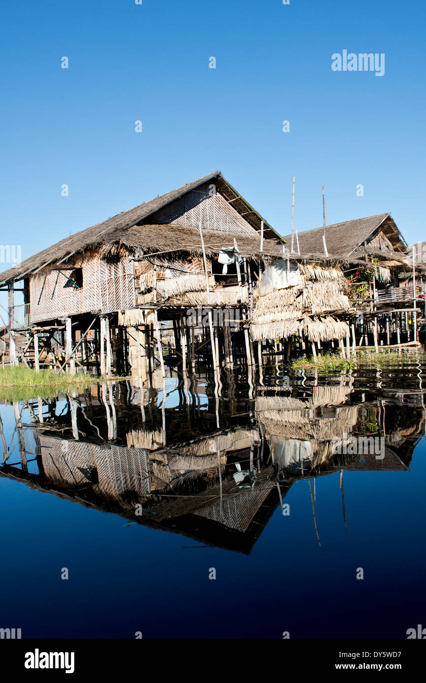 Myanmar, Inle lake, Traditional house on stilts Stock Photo - Alamy