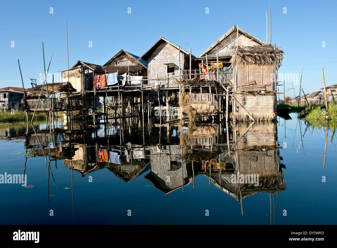 Myanmar, Inle lake, Traditional house on stilts Stock Photo - Alamy