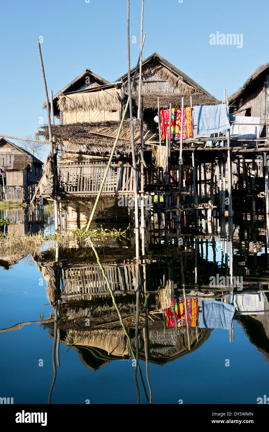 Myanmar, Inle lake, Traditional house on stilts Stock Photo - Alamy