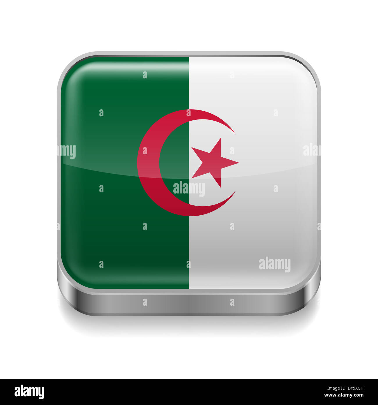Metal square icon with Algerian flag colors Stock Photo - Alamy