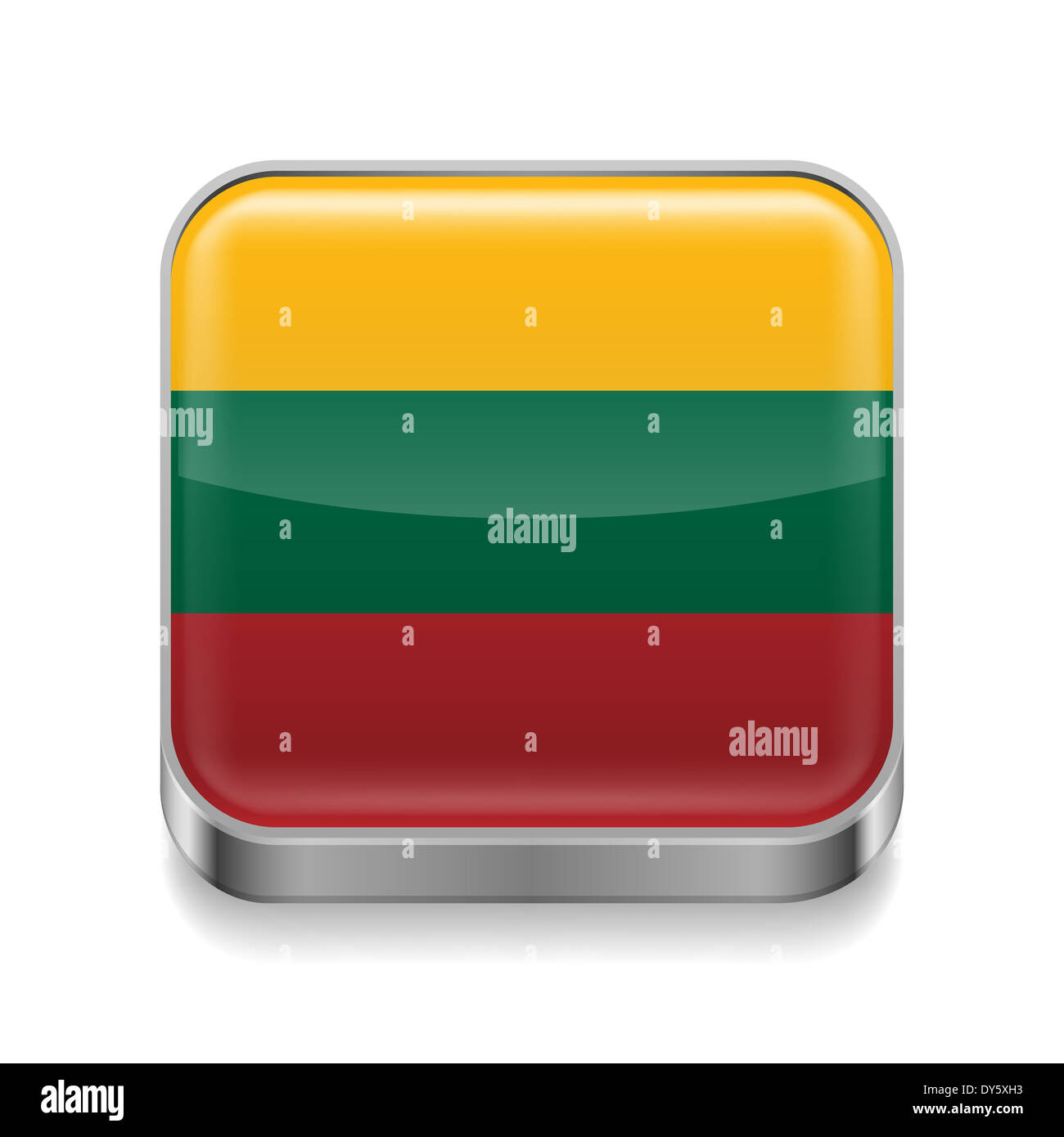 Metal square icon with Lithuanian flag colors Stock Photo - Alamy