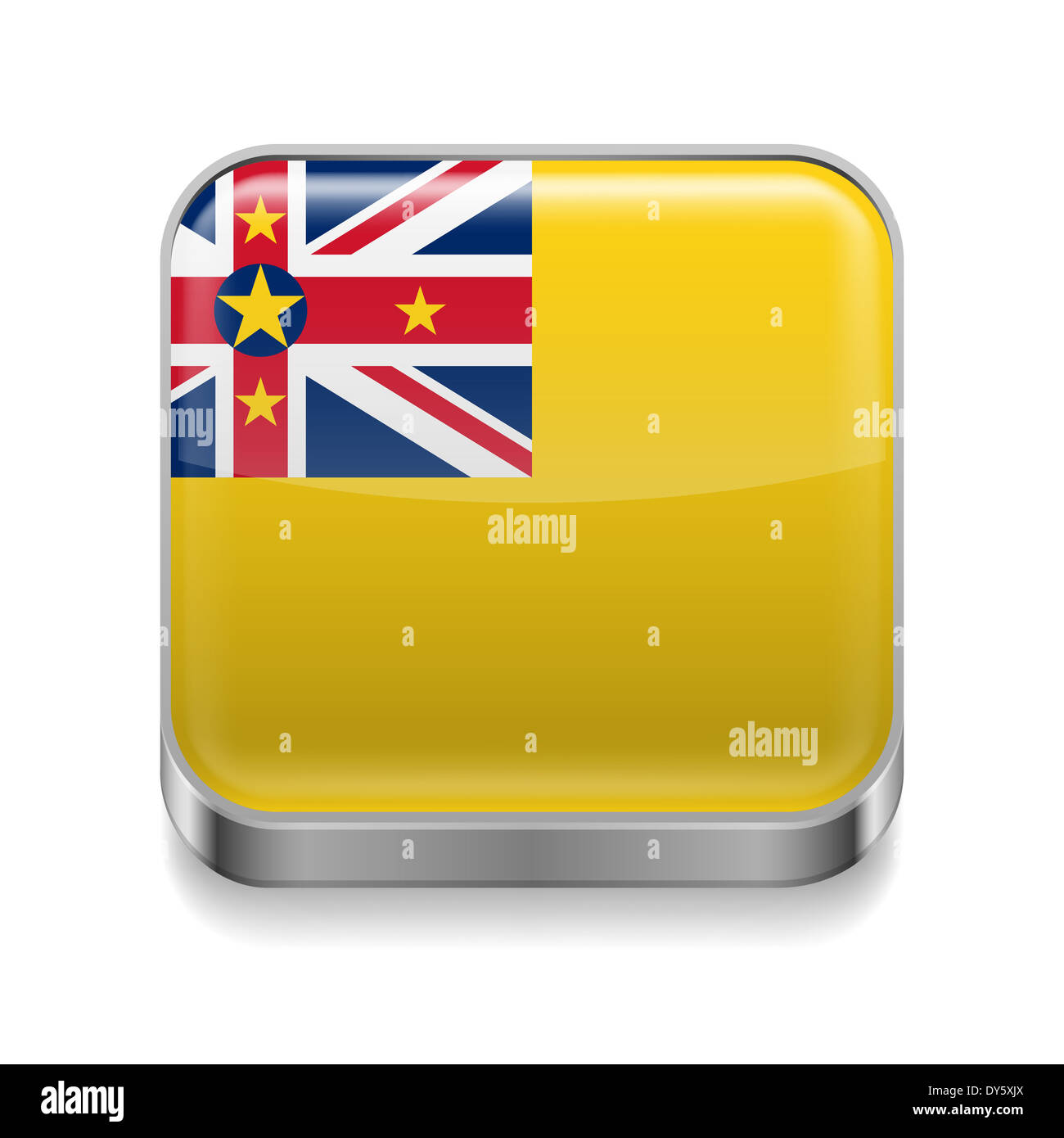 Metal square icon with flag colors of Niue Stock Photo - Alamy