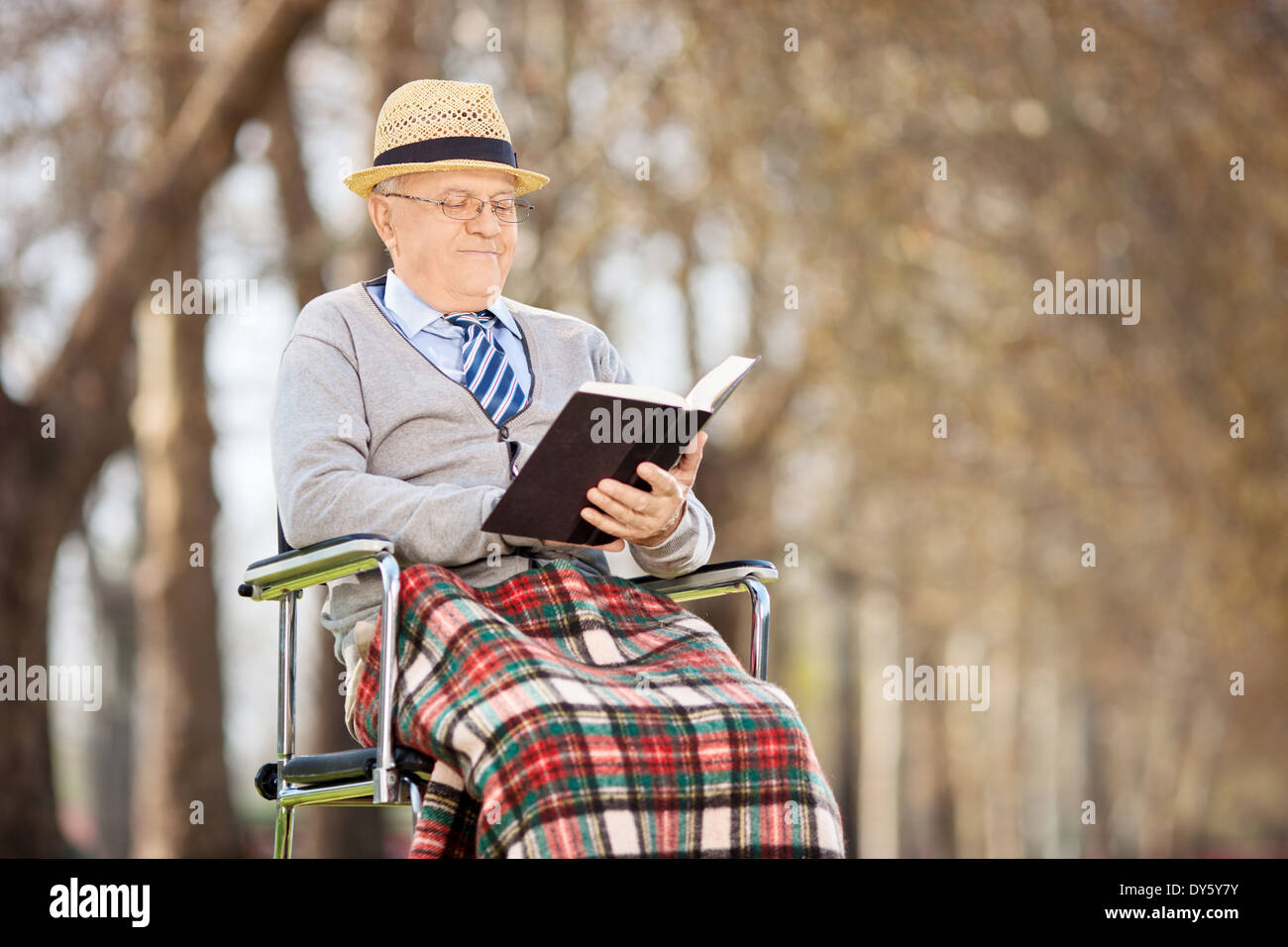 A an old senior male man person reading a book hi-res stock photography ...