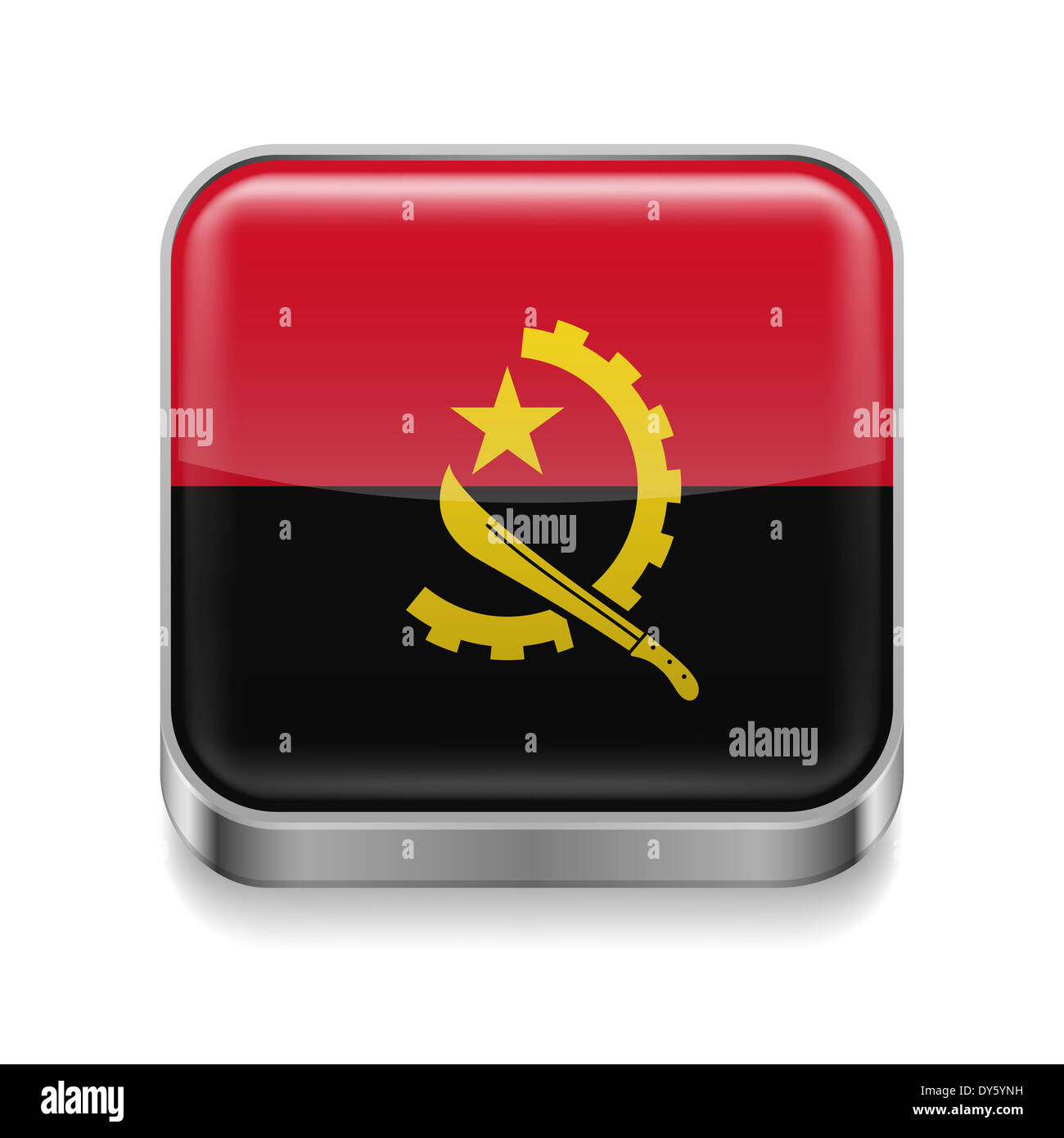 Metal square icon with Angolan flag colors Stock Photo - Alamy