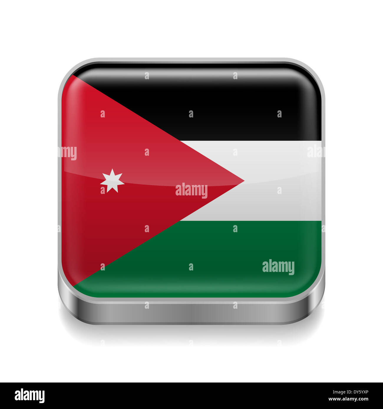Metal square icon with Jordanian flag colors Stock Photo - Alamy