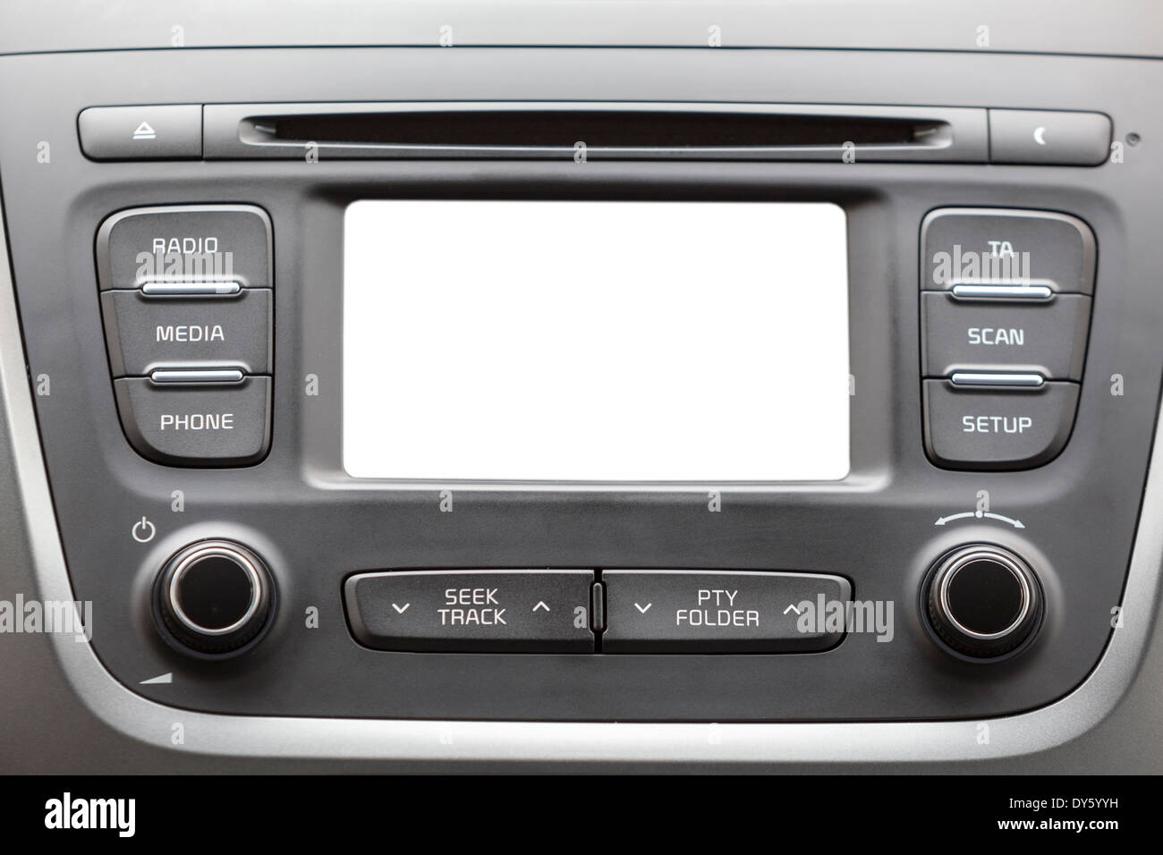 Close-up of vehicle display on dashboard, white blank screen Stock ...