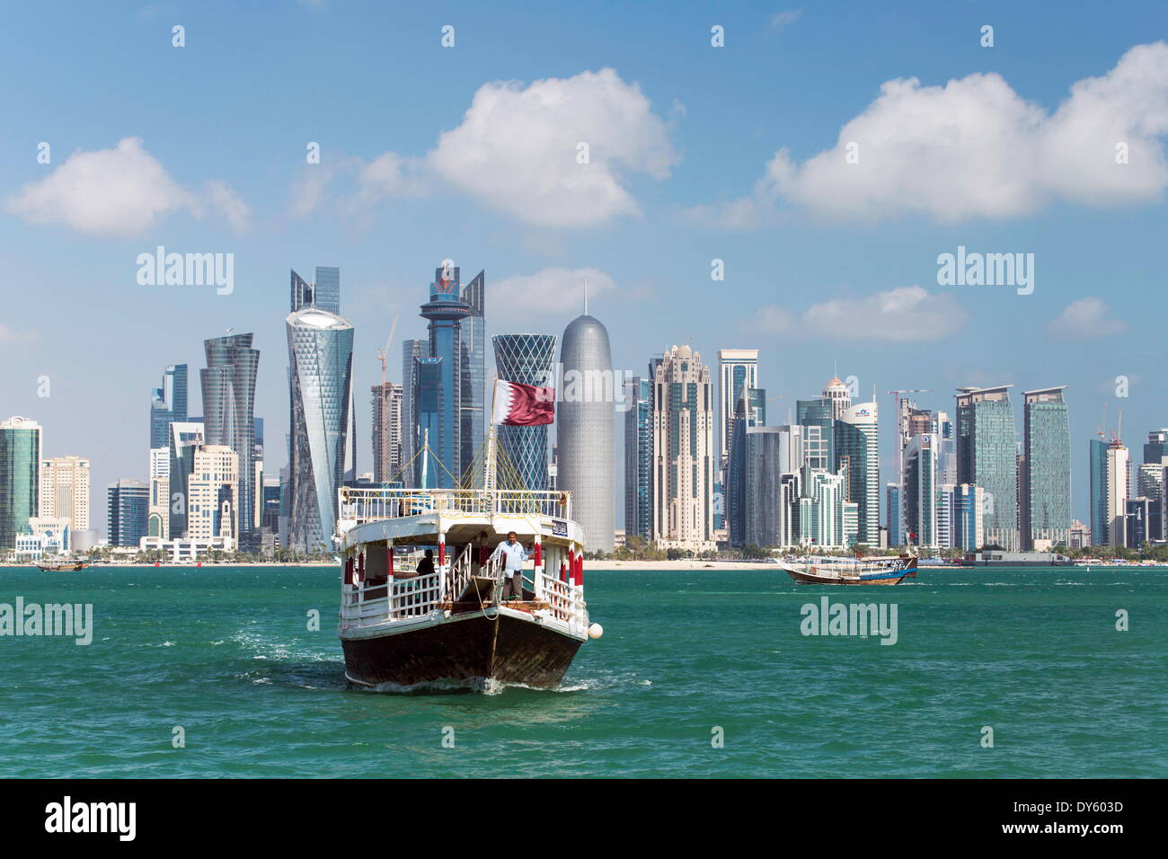 New skyline of the West Bay central financial district of Doha, Qatar ...